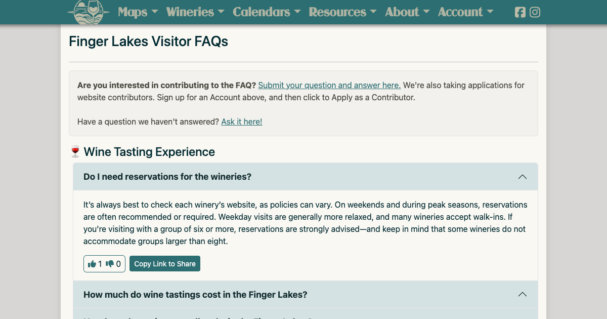 Finger Lakes Visitor FAQ