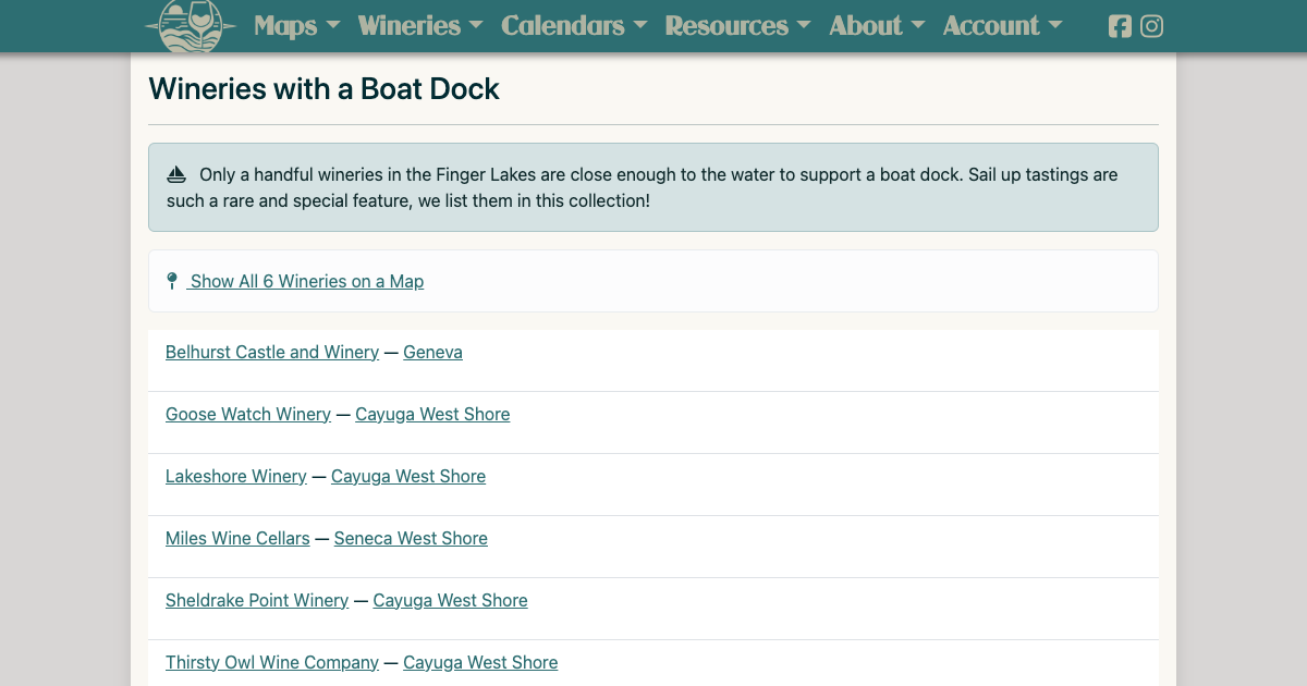 Wineries with a Boat Dock